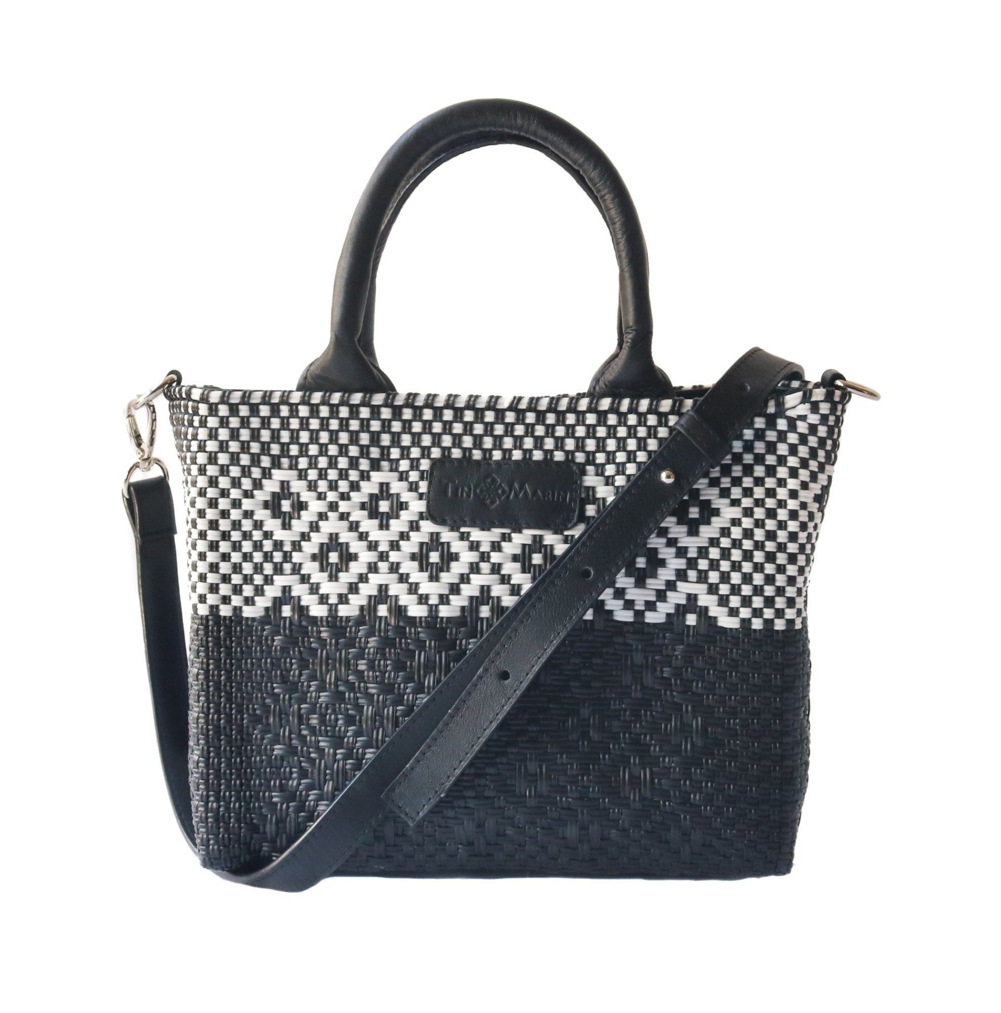 Tin Marin Black Small Woven Crossbody - Black Leather | Tin Marin ...